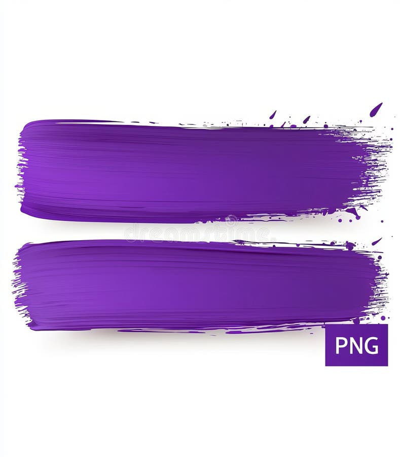 On a White Background, Purple Paintbrush Strokes Look Realistic. Stock ...