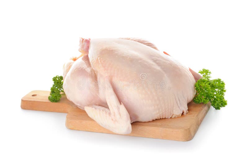 Raw Chicken on White Background Stock Photo - Image of board, meat ...