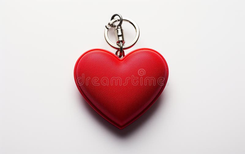 White Background Red Heart Keychain Stock Illustration - Illustration ...
