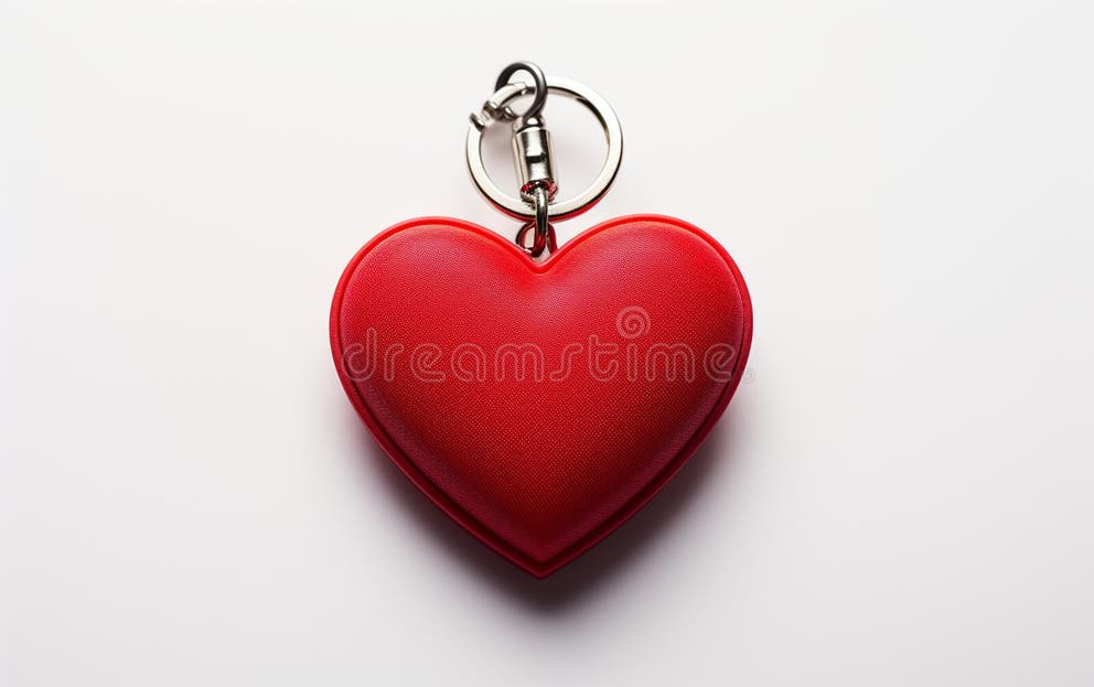 White Background Red Heart Keychain Stock Illustration - Illustration ...