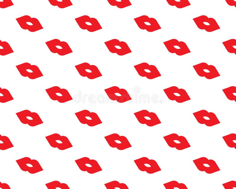 White Background with Red Lips Seamless Pattern for Textiles, Wallpaper ...