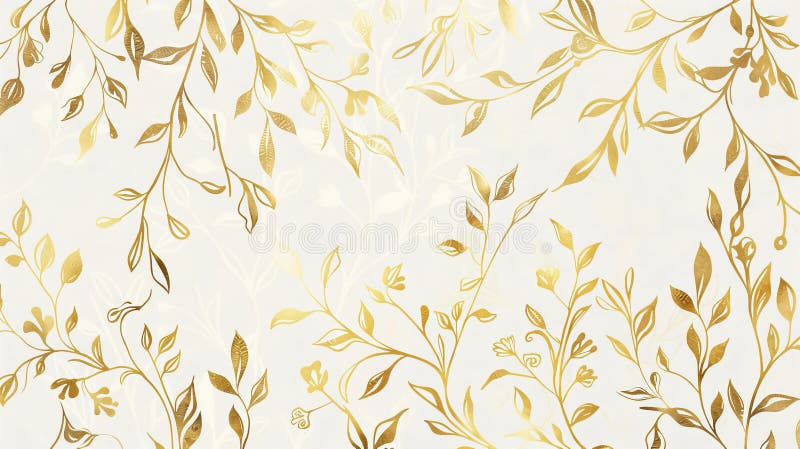 A White Background with a Repeating Pattern of Delicate, Gold-colored ...