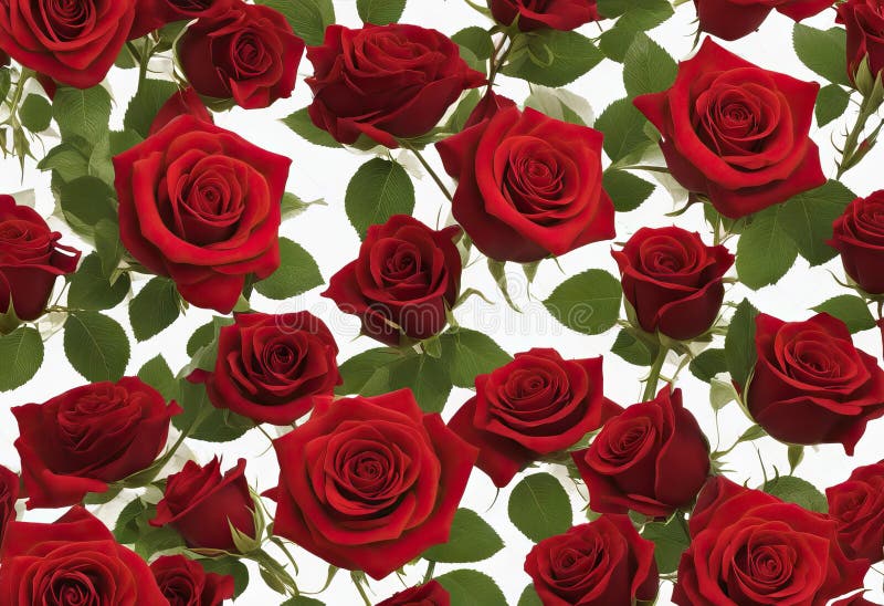 White Background Roses Red Border Isolated Fresh Stock Illustration ...