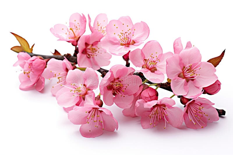 Sakura Flowers on Clean White Background Creating Soft Spring Vibe ...