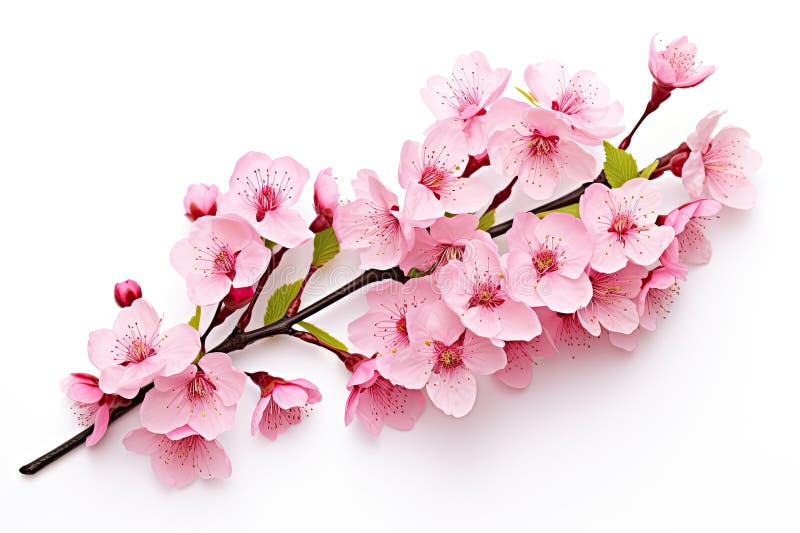 White Background with Gentle Sakura Flowers Softly Blooming in Spring ...