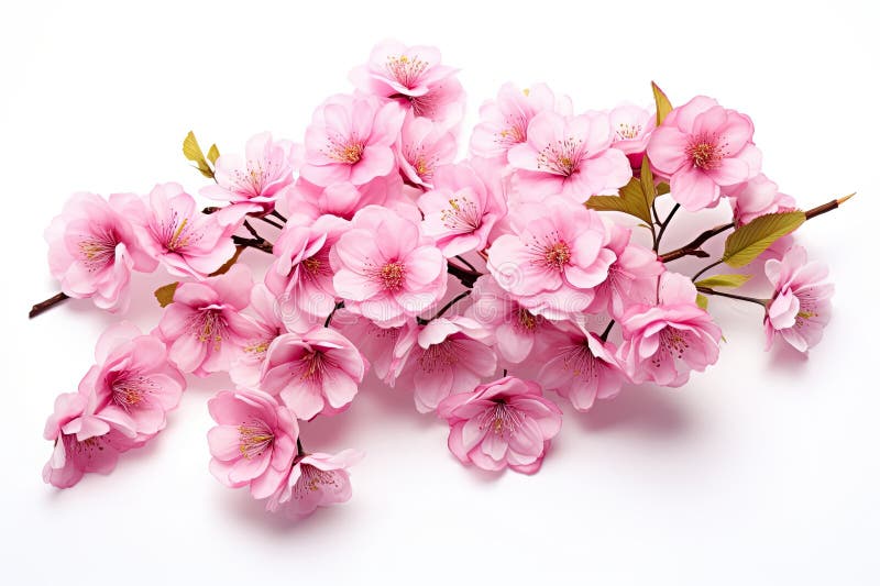 White Background Featuring Delicate Sakura Flowers in Gentle Soft Bloom ...