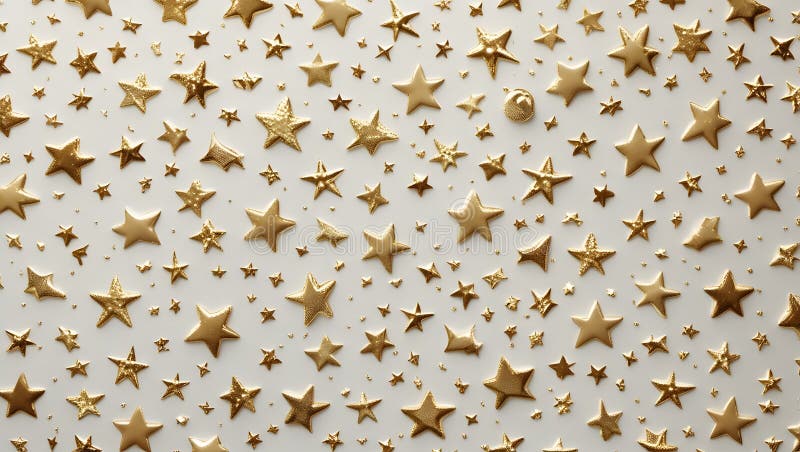 A White Background Scattered with Small, Gold Stars of Various Sizes ...