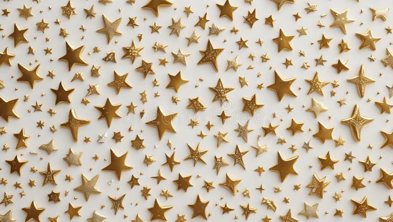 A White Background Scattered with Small, Gold Stars of Various Sizes ...