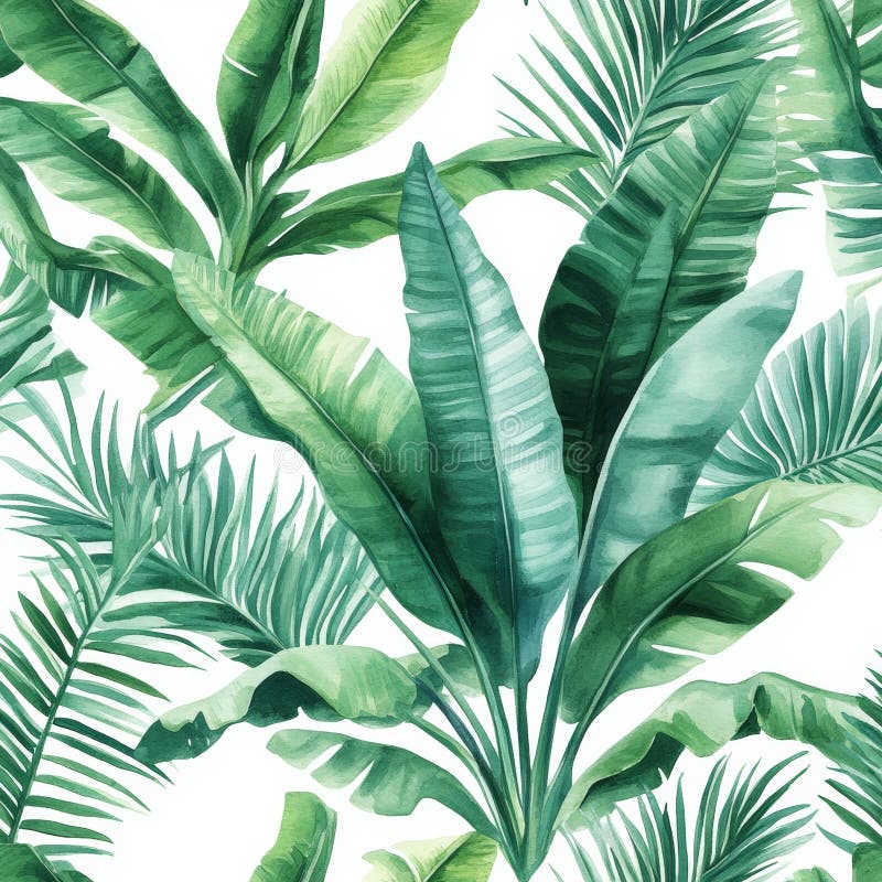 A White Background Serves As the Base for a Tropical Seamless Pattern ...