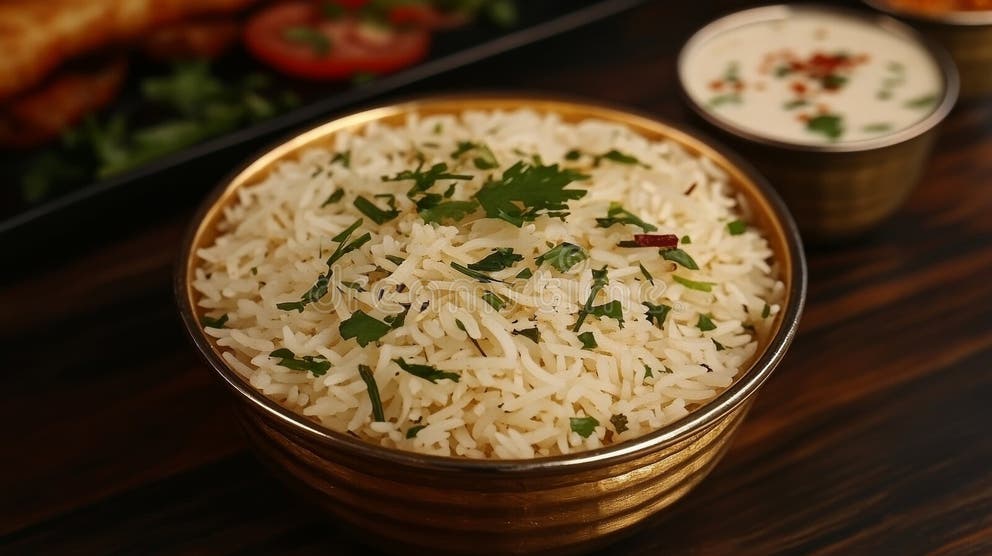 A White Background Serves As the Setting for a Plate of Long Grain ...