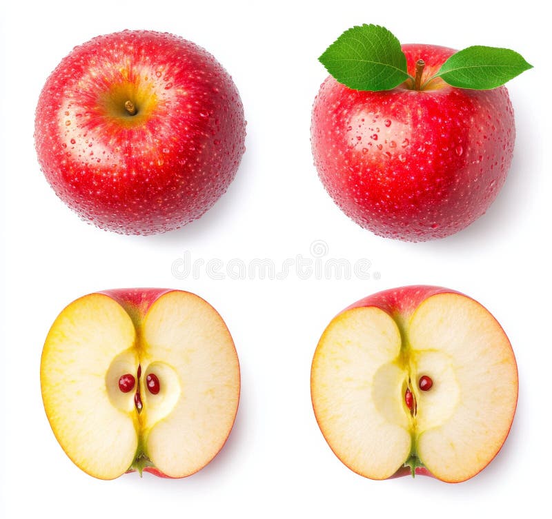 A White Background Serves As the Setting for a Set of Red Apples ...