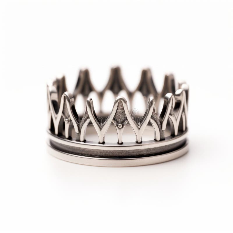 Silver King Ring with Layered Depth - Escher-inspired Titanium Crown ...