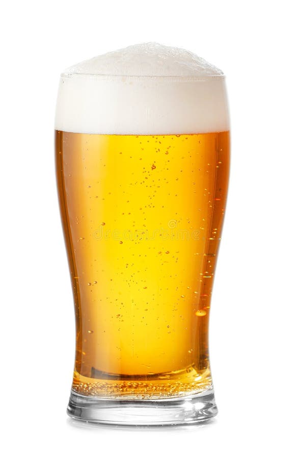Glass of Fresh Beer on White Background Stock Photo - Image of natural ...