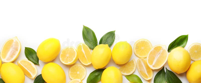 Ripe Lemons on White Background Stock Image - Image of exotic ...