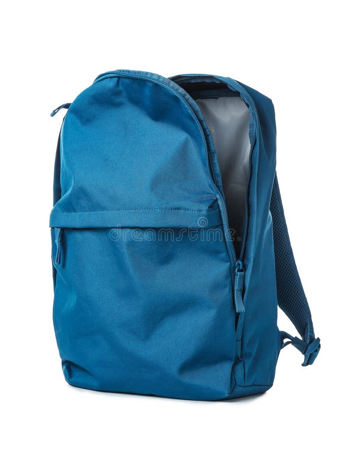 Empty School Backpack on White Background Stock Image - Image of ...