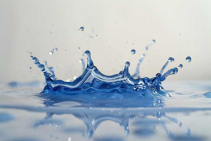 A White Background Shows a Blue Liquid Drop Splashed Across the Screen ...