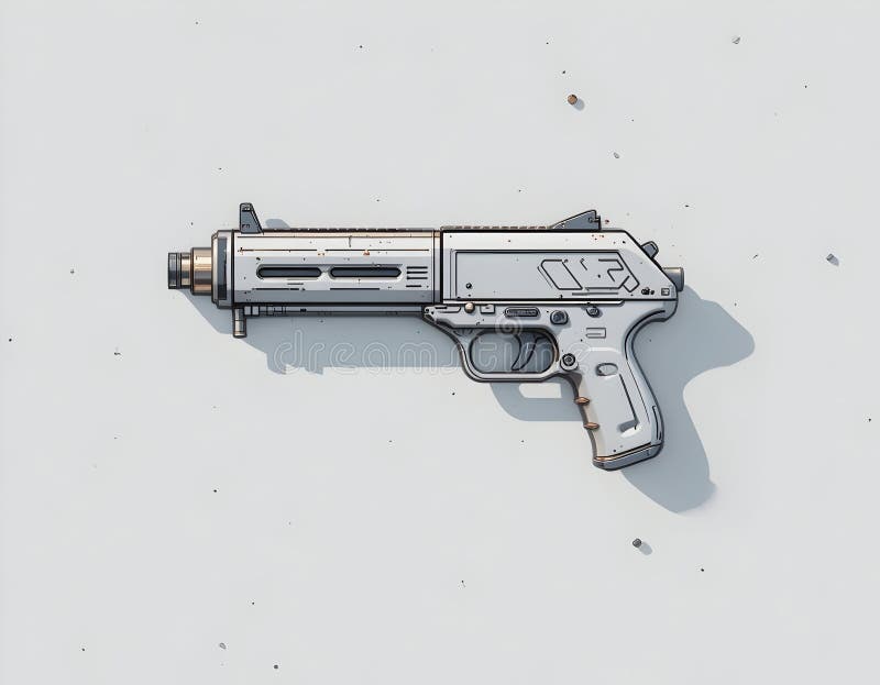 Sci-fi Style Handgun on White, Side View Stock Illustration ...