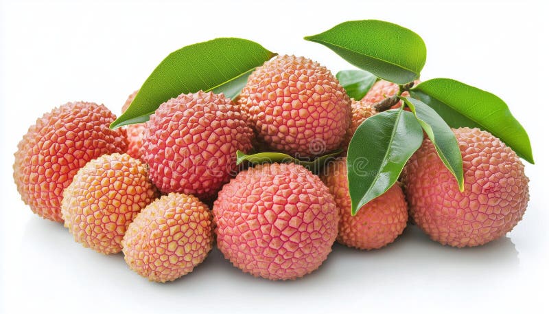 White Background with a Single Litchi Fruit Centered Stock Image ...