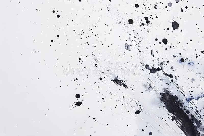 Abstract Black Ink Splatters on White Background Stock Illustration ...