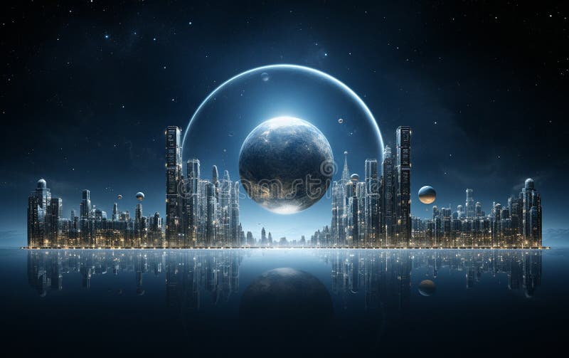 White Background: Space Quantum Encryption Gateway Stock Illustration ...