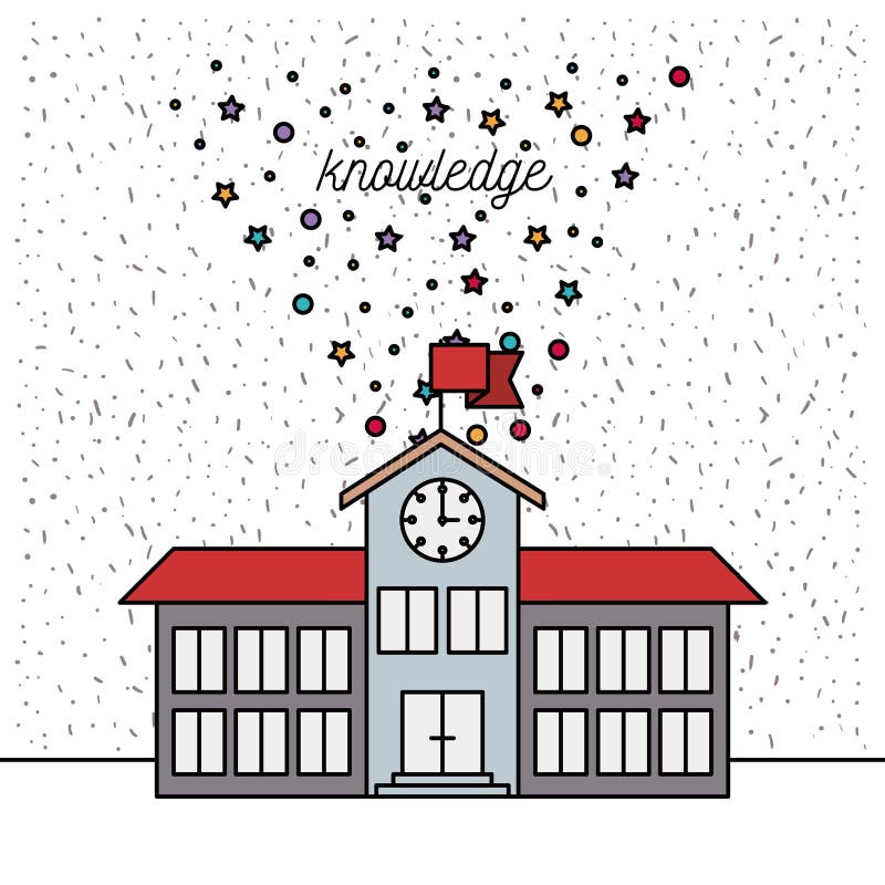 White Background with Sparkles of School Building Knowledge Stock ...