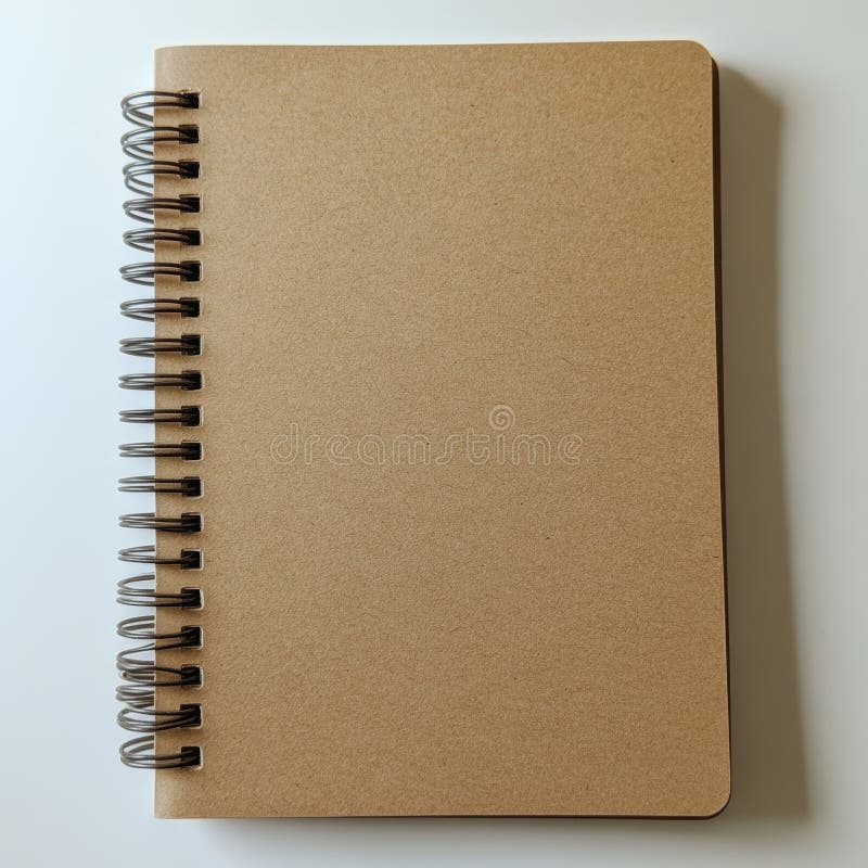 On a White Background, a Spiral-bound Notebook with a Plain Cover Has ...