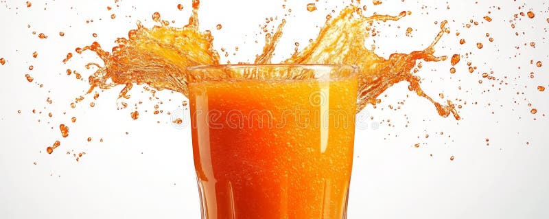 A White Background is Splashed with a Vibrant Wave of Orange Liquid ...