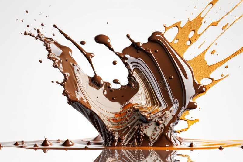 White Background with Splashing Thick Liquid and Milk Stock ...