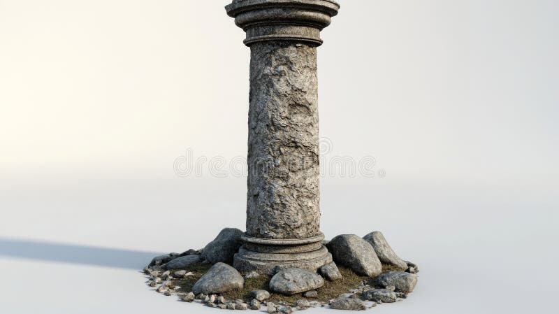 On a White Background, There are Two Cracked Marble Pillars Situated in ...