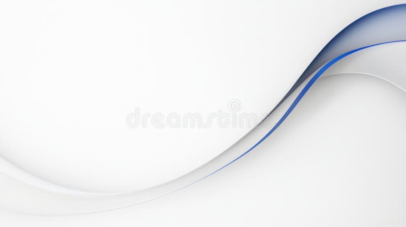 White Background with Thin, Curving Blue Line and Space for Text or ...