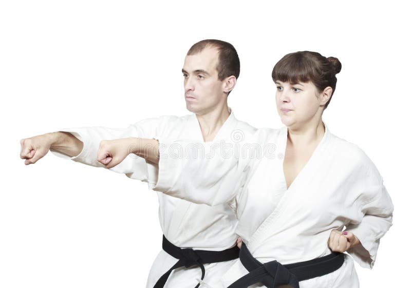 On White Background Two Adults Sportsmen are Beating Punch Hand Stock ...