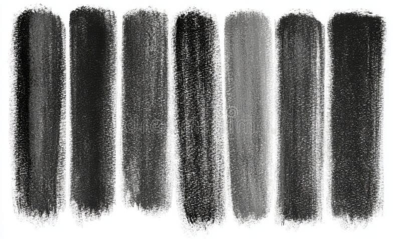 On a White Background, a Variety of Hand Drawn Black Charcoal Pencil ...