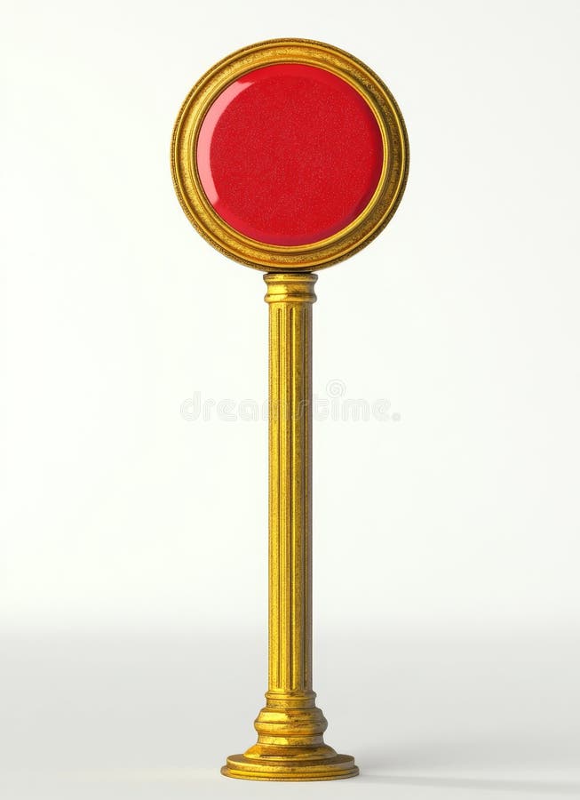On a White Background, a Yellow Pedestal Supports a Stop Sign, Creating ...