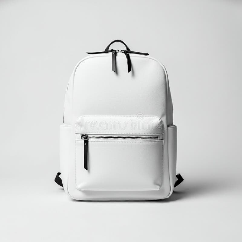 White Backpack with a Minimalist Design. Features a Roomy Main ...