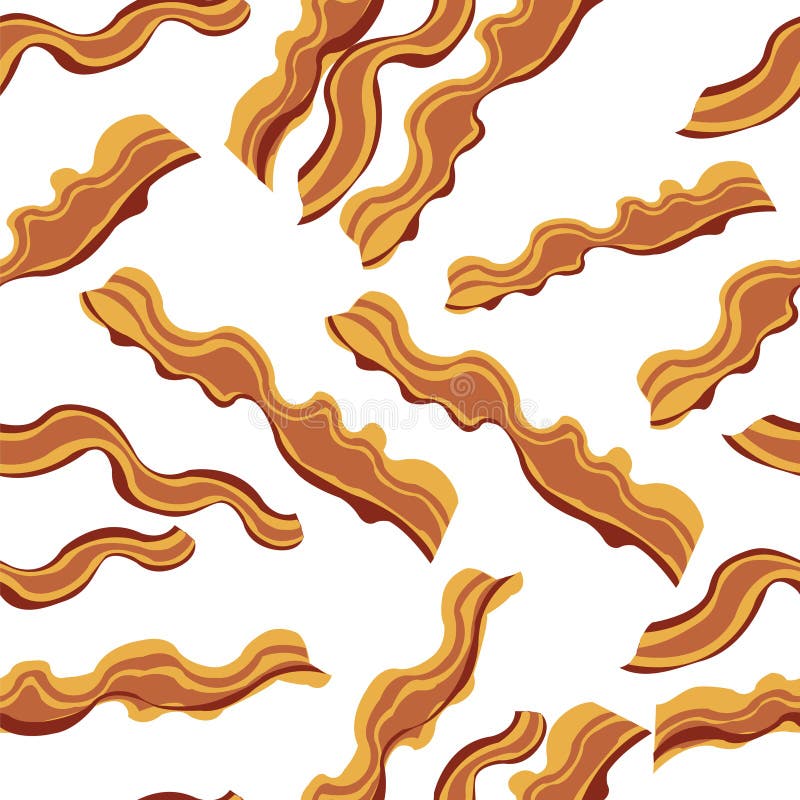 White Bacon Vector Textile Print Food Seamless Pattern. Stock Vector ...
