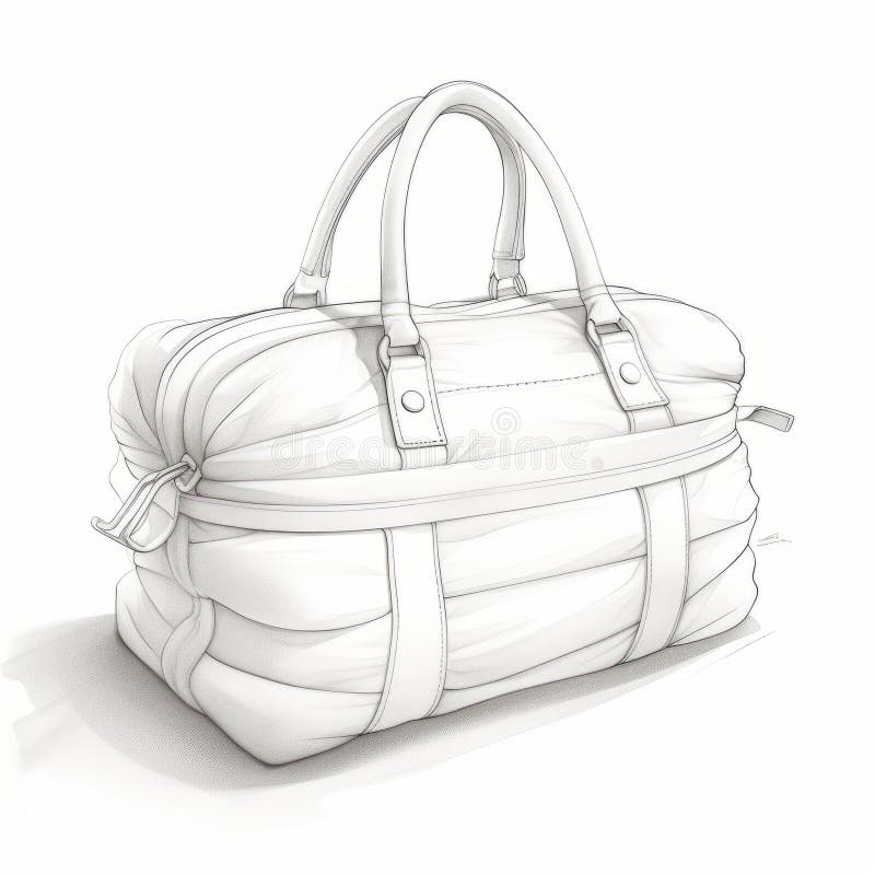 Detailed White Duffel Bag Sketch in the Style of John Wilhelm Stock ...