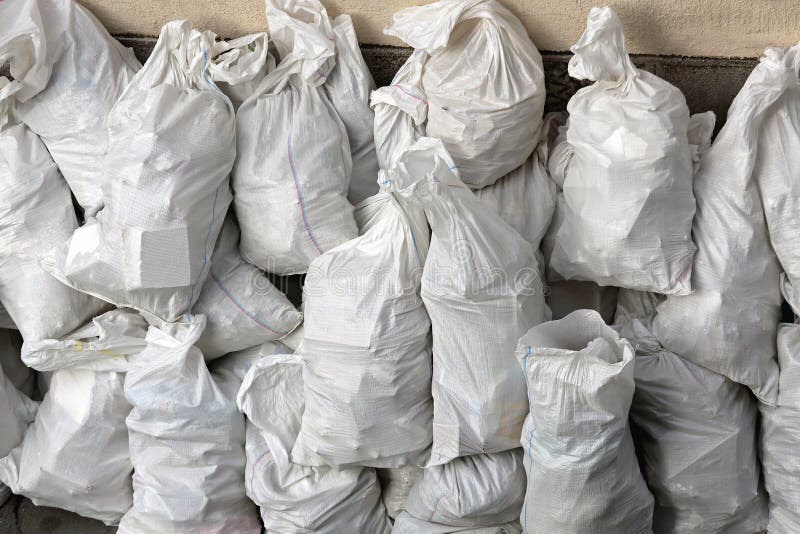 White Sacks Trash stock image. Image of recycle, pile - 131570655