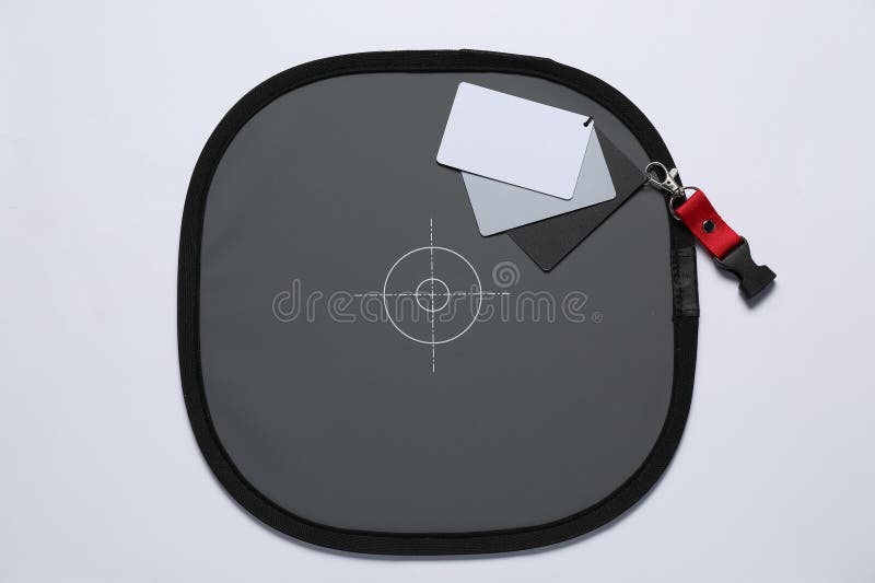 White Balance Calibration Cards on White Background, Top View Stock ...