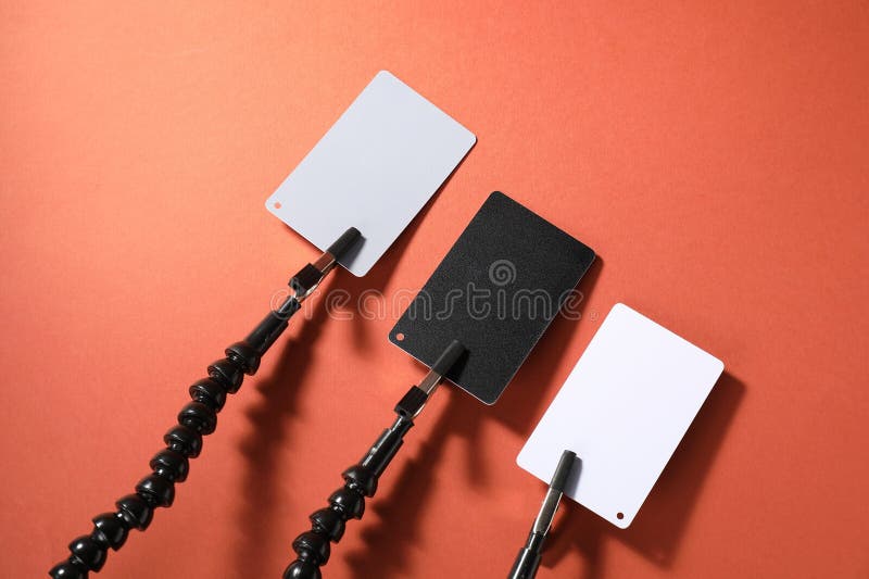 White Balance Calibration Cards on Red Background Stock Image - Image ...