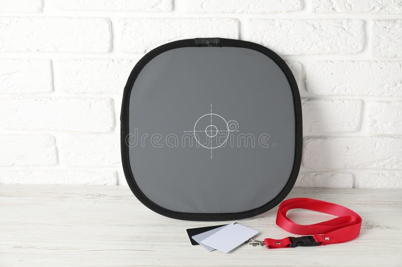 White Balance Calibration Cards on White Wooden Table Stock Image ...