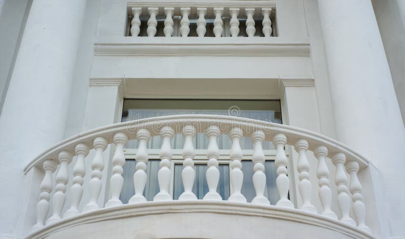 White Balcony with Balusters Stock Image - Image of balustrade, pillar ...