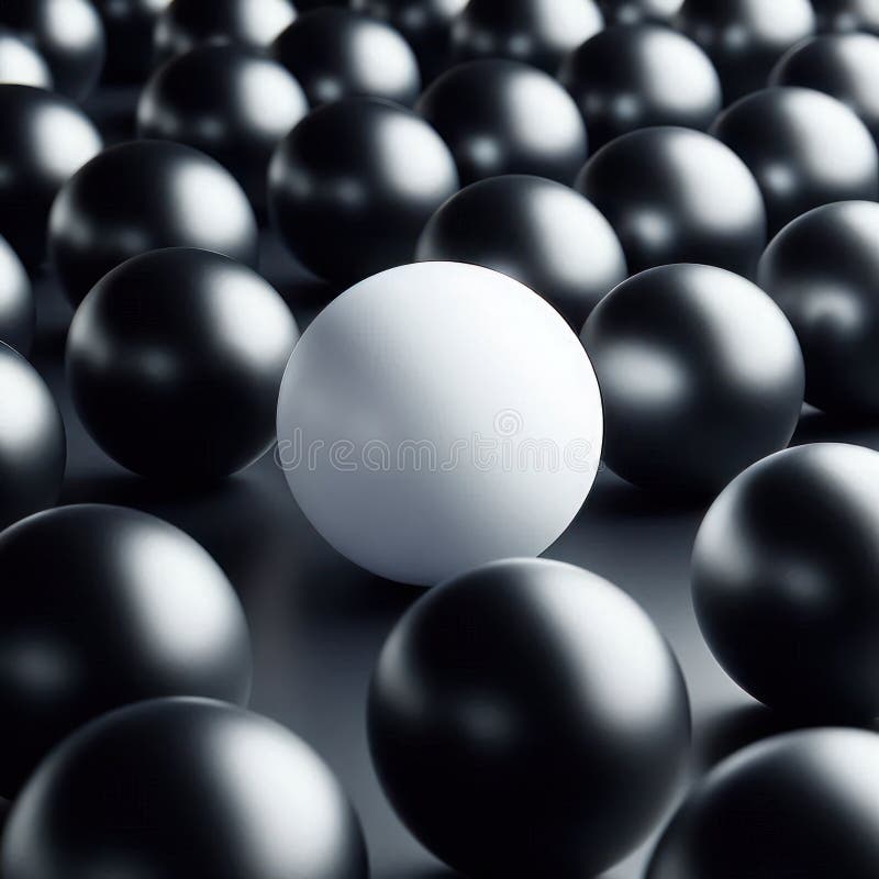 A White Ball among Blacks on a Dark Background. Stock Illustration ...