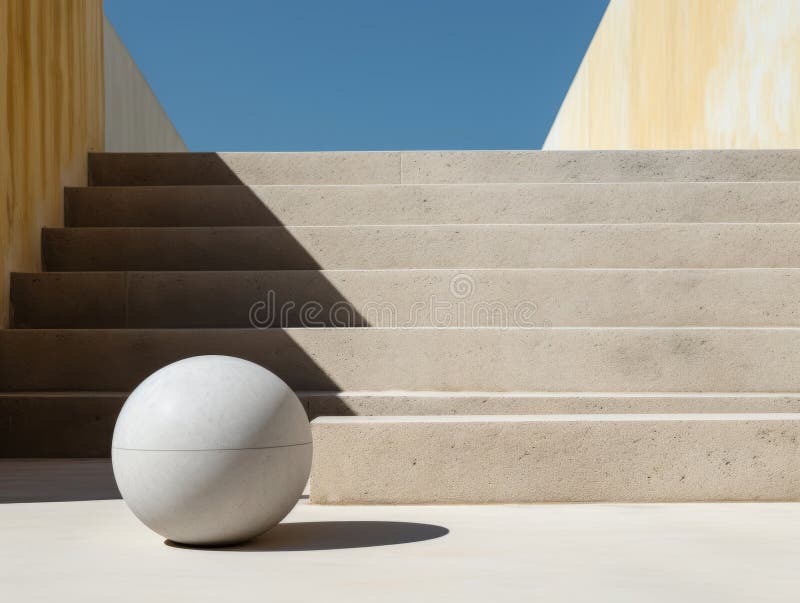 A White Ball Sits on the Steps of a Building Stock Illustration ...