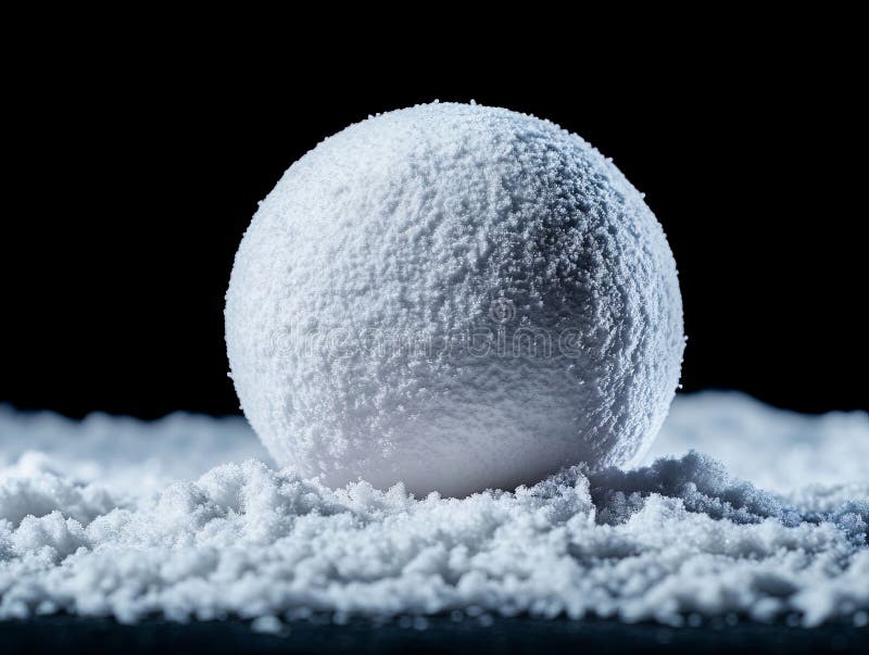 A White Ball of Snow on a Black Surface Stock Photo - Image of snow ...
