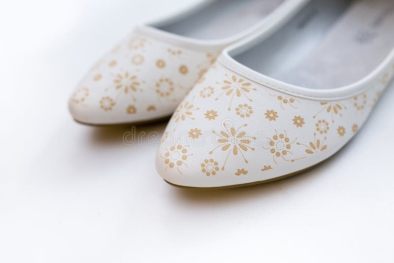 White Ballet Flats with Pattern Stock Photo - Image of pair, elegance ...