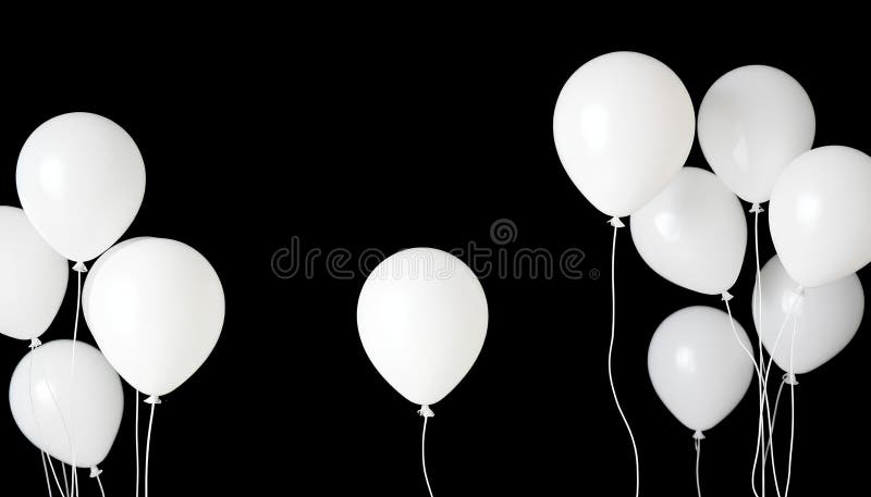 White Ballons on Black Background Transparent 2 Stock Illustration ...