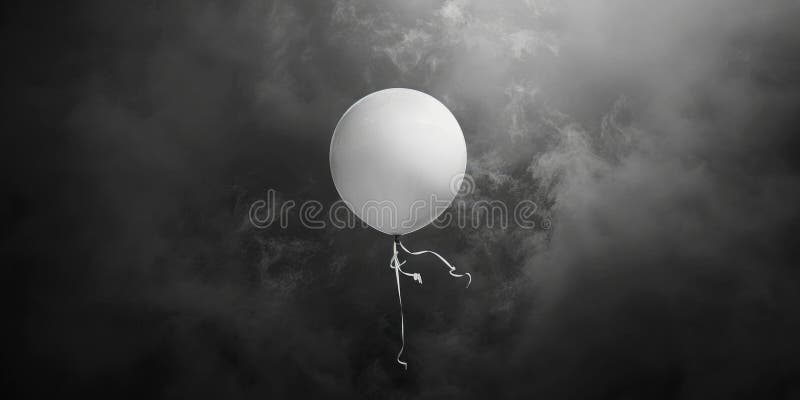 A White Balloon Soaring through the Clouds Stock Photo - Image of party ...