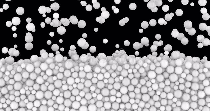 White Balls Falling and Fill the Screen. 3D Animation on Transparent ...