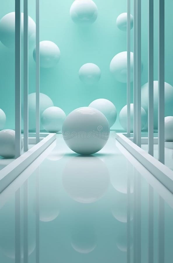White Balls Floating in a Room with Elegant Interior Design Stock Photo ...