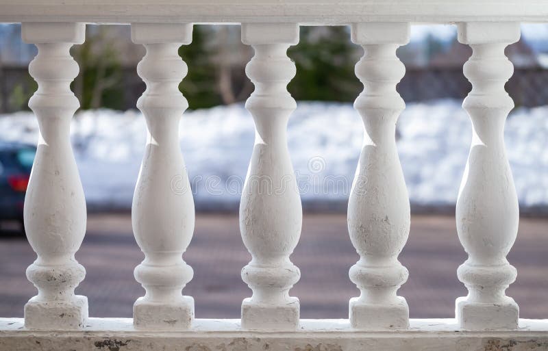 White Balusters in a Row, Classic Handrails Stock Photo - Image of ...